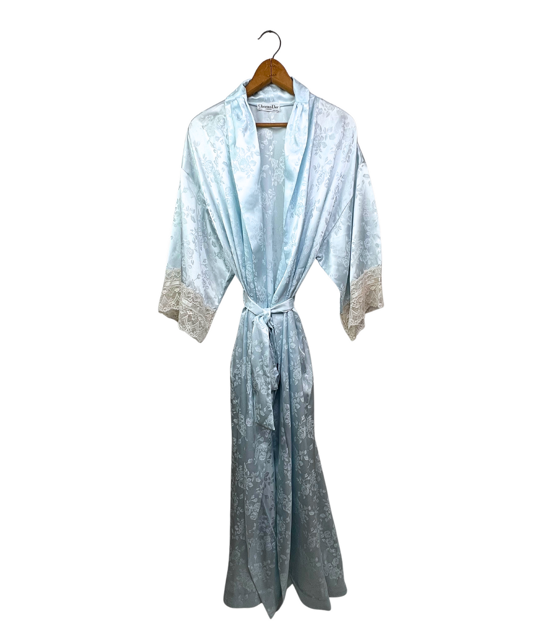 60’s Christian Dior Blue Rose Lace Designer Silk Bathrobe – Fresh to ...